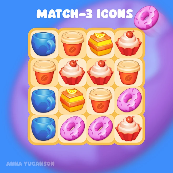 Match-3 icons-花瓣网