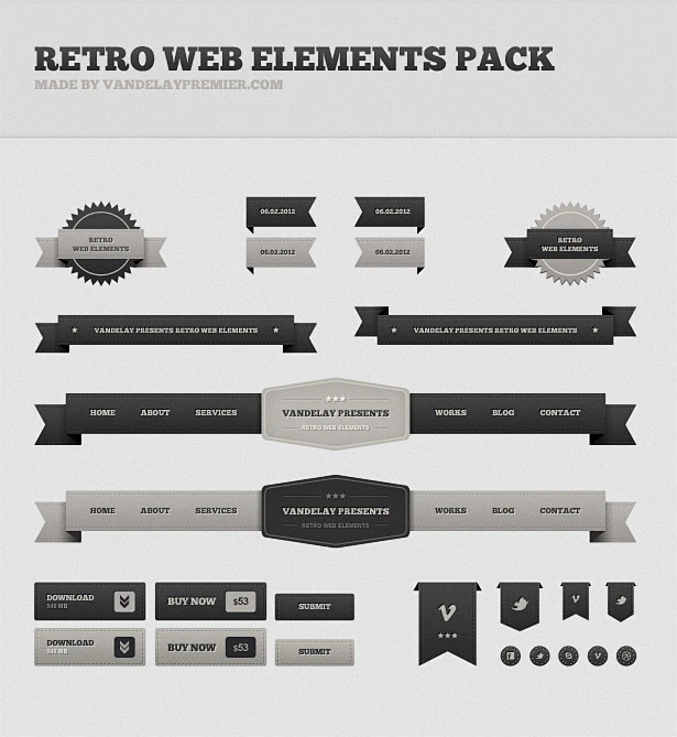 Retro Web Elements Pack-花瓣网