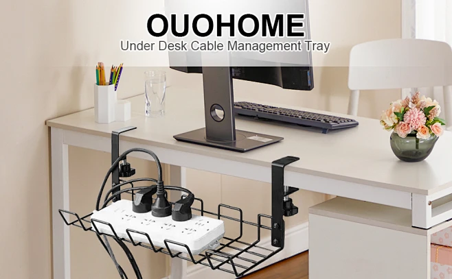 Under Desk Cable Management Tray No Drill Under Table Cable Tray Clamp ...