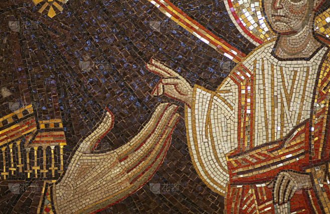 东正教的希腊圣像，在东正教教堂的正面用陶瓷马赛克的形式绘有圣人。传统的基督教希腊装饰和壁画。