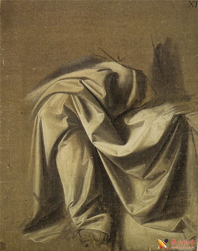 跟达芬奇学画衣服褶皱及布纹-花瓣网