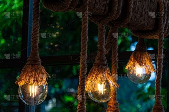 Hemp Rope Light - Barn Beam Pendant - Wood Ceiling