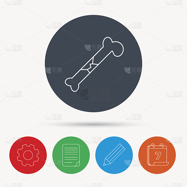 骨折图标。创伤学的迹象。