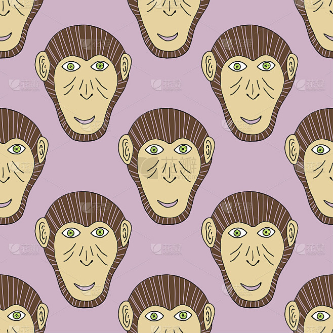 Monkey print. Chimpanzee seamless pattern. Vector