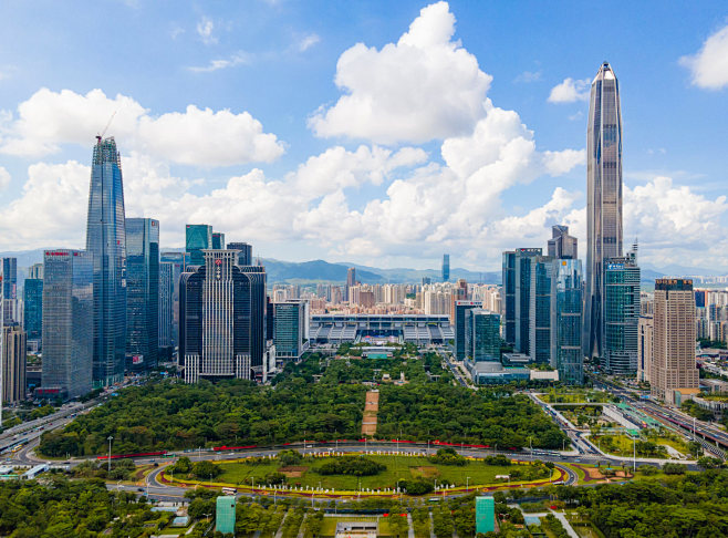 航拍深圳福田CBD摄影照片