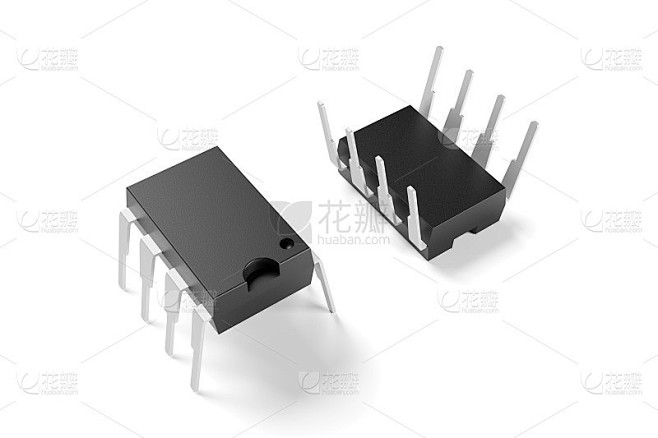 集成电路芯片DIP-8隔离白色。3 d渲染。