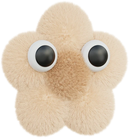 Fur Flower Character 3D Illustration-花瓣网