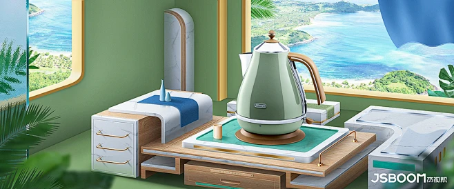 c4d jsboom p4d 写实 合成 杰视帮 海报 电商 空间搭建-花瓣网