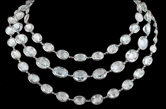 18kt. White Gold Blue Topaz Chain - Yafa Jewelry-花瓣网