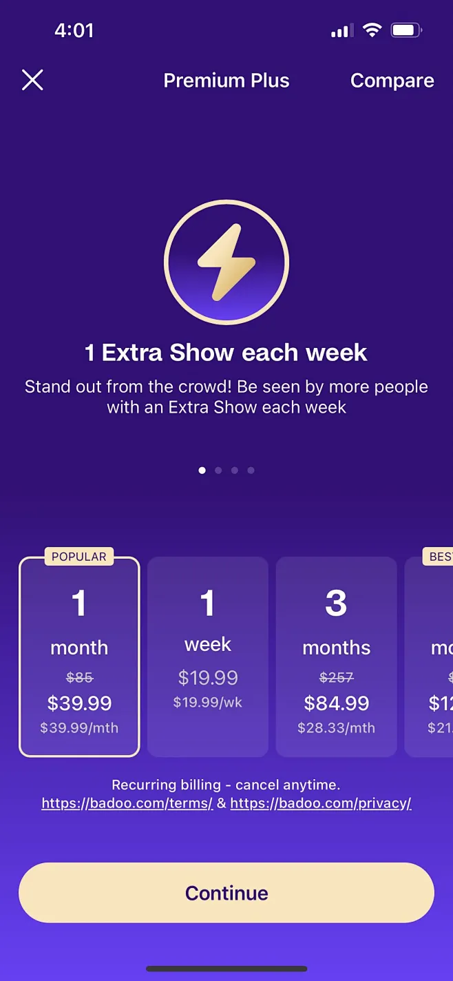 Badoo – Dating. Chat. Friends mobile paywall example dating in your 70s ...