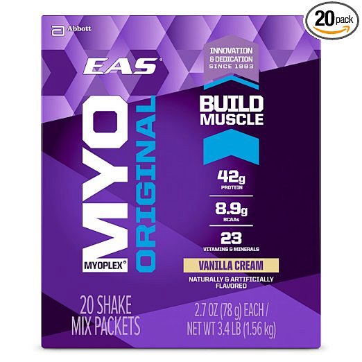 EAS Myoplex Original Protein Powder Packets, Vanilla Cream, 2.7 oz, 20 ...