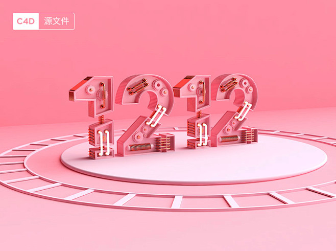 1212数字,1212,1212立体字,立体数字,双12数字,双十二数字,C4D数字,倒计时,倒计时数字,1,2, _造型灵感采下来 #率叶 ...
