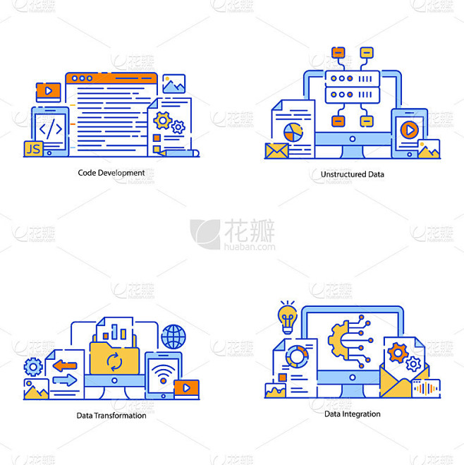 数据转换平面插图包