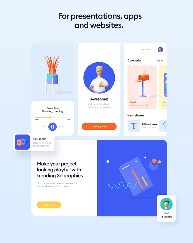 Kukla kit : Kukla kit - 3d icon kit. With more then 100 elements. You ...