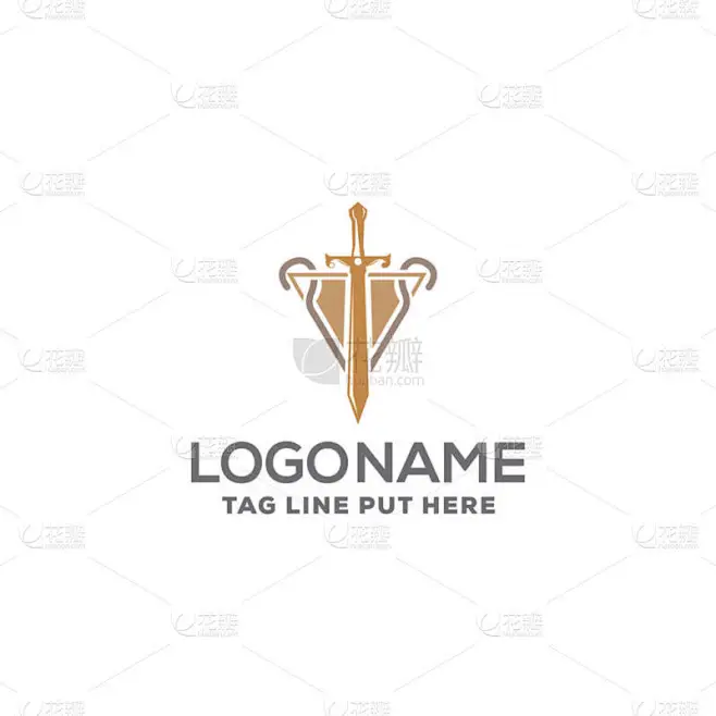 Crook & Sword logo design template for company, bu-花瓣网