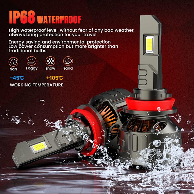 DEEPEE H11/H9/H8 LED Headlight Bulbs, 30000LM 800% Extremely Bright 6000K Cold White Conversion ...