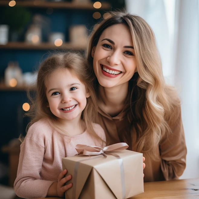 dazspirit_Cute_little_girl_holding_kraft_paper_gift_wrapping_an ...