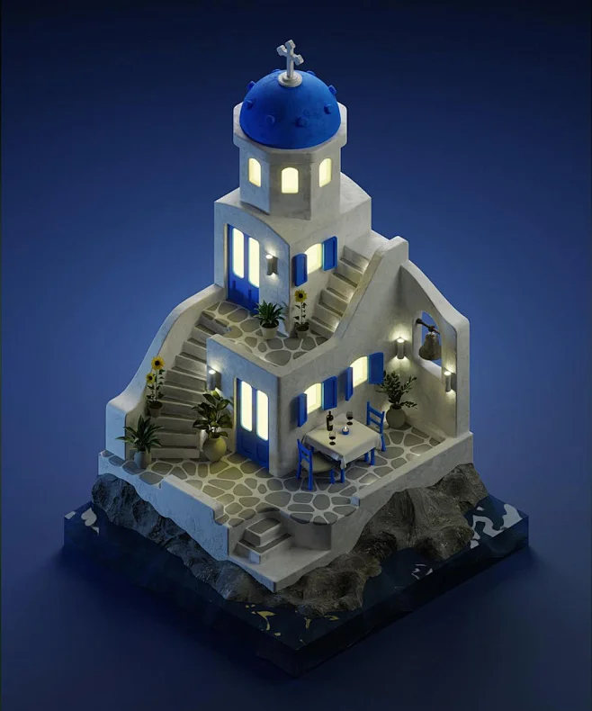 9 组惊艳的 C4D 建筑群作品 by Aaron -花瓣网