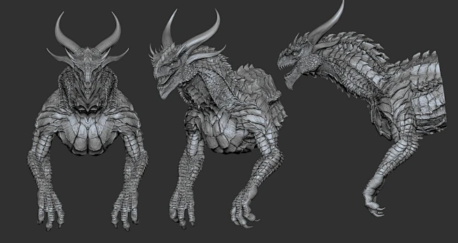 Dragon Creature Bust (Real Time), Andres Zambrano : Dragon Bust I did to practice creature ...