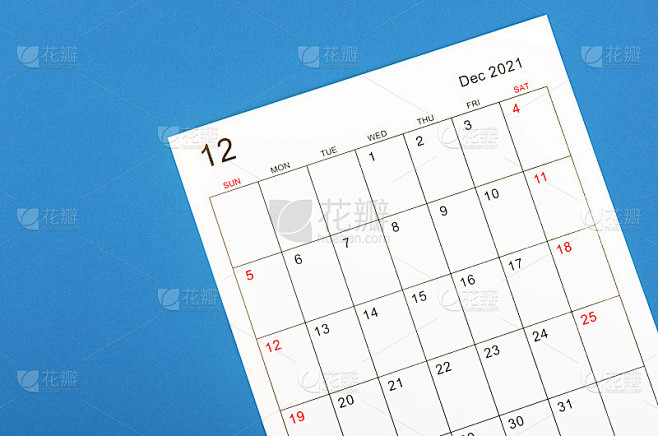 关闭2021年12月日历表