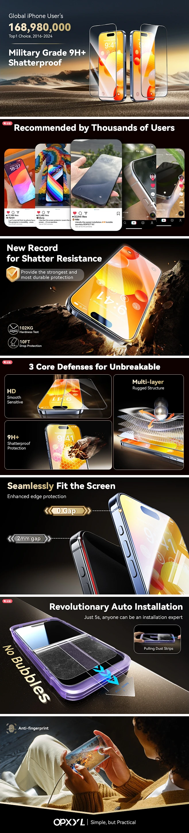 Amazon.com: Opxyl Unbreakable 9H+ Glass for iPhone 15 Pro Max Screen ...