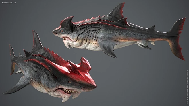 Devil Shark Textured, Marcus Dublin : Giant Devil Shark fully textured. You can view the Zbrush ...