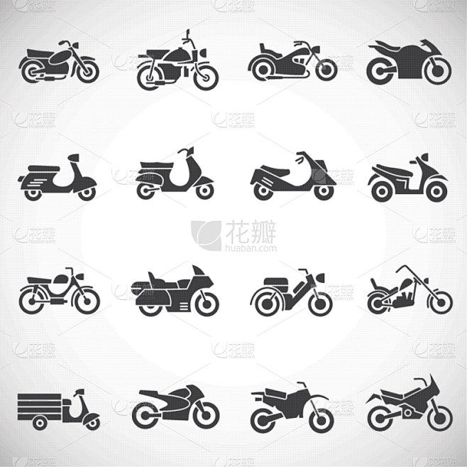 motorcycle icons set on background for graphic and