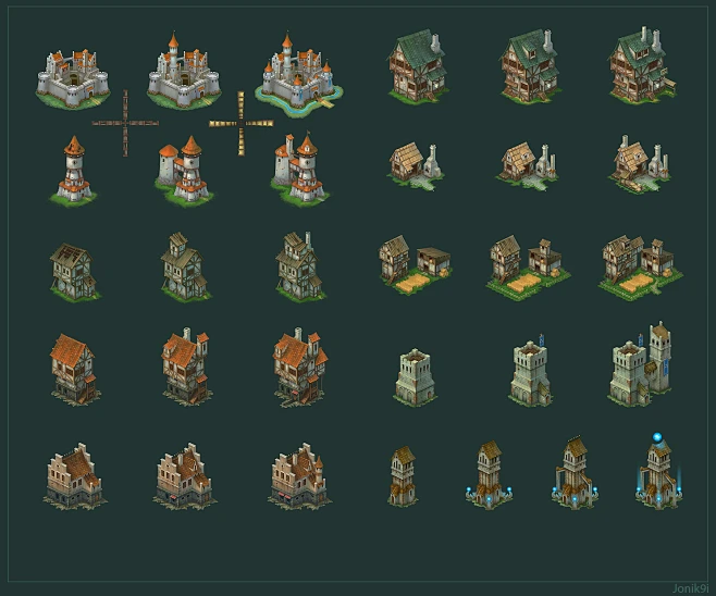 Buildings for game.-花瓣网