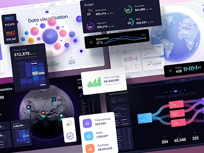 Huge UI kit for dashboards and presentations animation desktop chart ...