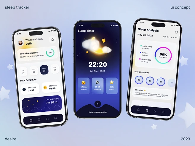 Sleep Tracker App by Desire Creative Agency on Dribbble-花瓣网