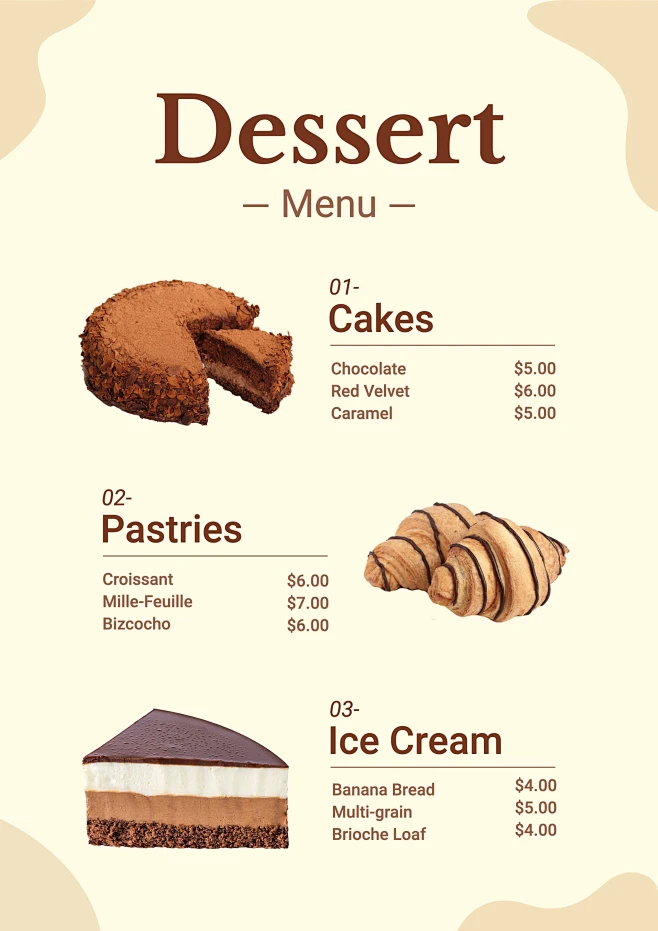 Fresh Style Dessert Shop Menu素材-花瓣网