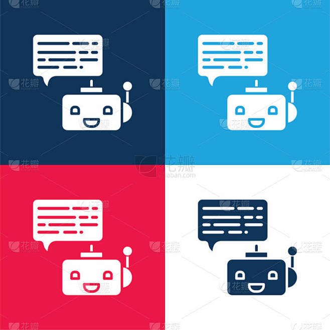 Bot Blue and red four color minimum icon set