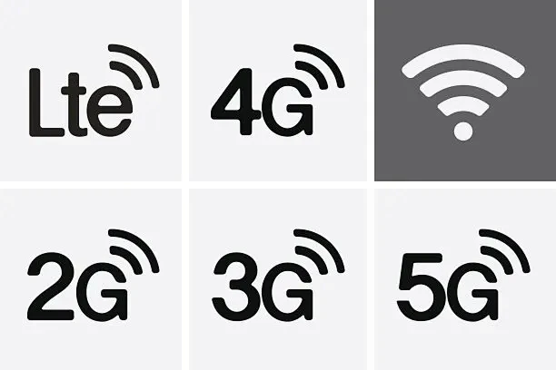 LTE、2G、3G、4G和5G技术图标符号图片下载