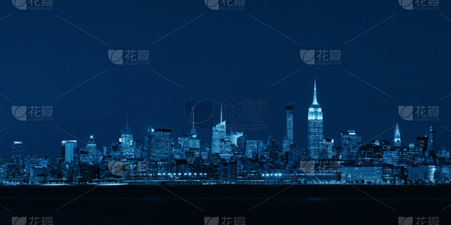 夜晚,城市天际线,纽约,美国中大西洋地区,美国,旅游目的地,水平画幅,建筑,无人,全景