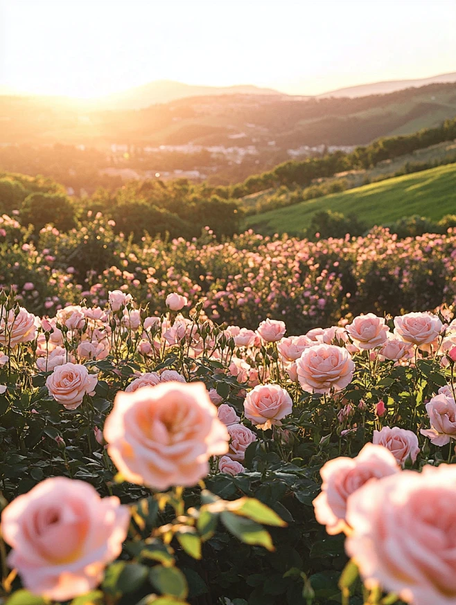 mardi_anderson_A_large_garden_filled_with_pink_roses_with_green ...