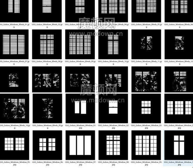魔顿网-gsg灰猩猩5类64个光影贴图Light Gobos（新增118个窗户光影贴图） - 魔顿