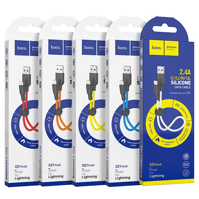 hoco-x21-plus-lightning-silicone-charging-cable-25cm-packages-花瓣网