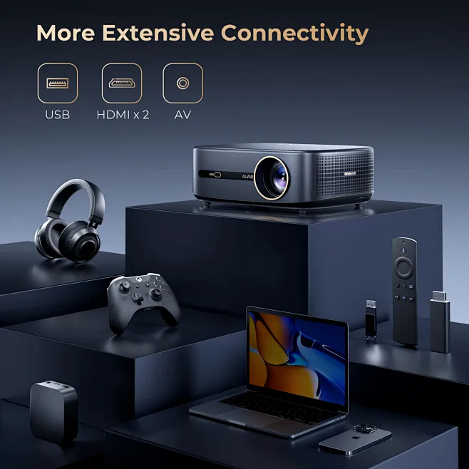 [1200 ANSI & Audio by DBX-TV] Alvar 4K Projector with WiFi 6 and ...