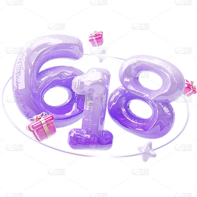 618年中大促通用3D立体C4D气球材质618数字艺术字元素素材素材-花瓣网