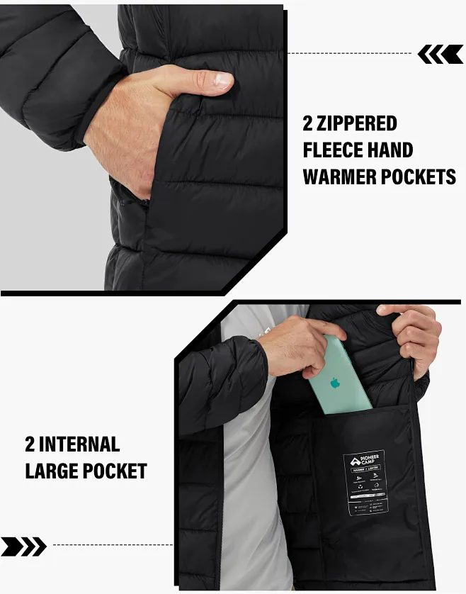 Pioneer Camp Mens Lightweight Packable Puffer Jacket Winter Insulated ...