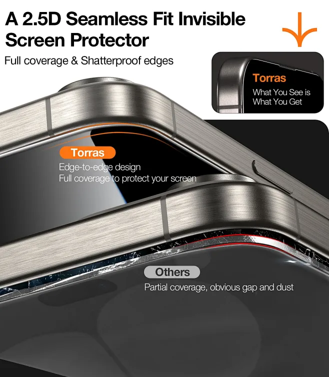 Amazon.com: TORRAS Top-Notch Diamond Shield for iPhone 15 Screen ...