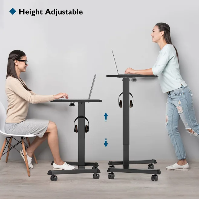 Amazon.com: BONTEC 25.6 x 17.7 Inch Mobile Stand Up Desk, Podium ...