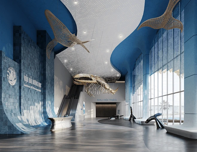 aquarium Ocean fish museum Exhibition interior design Whale-花瓣网