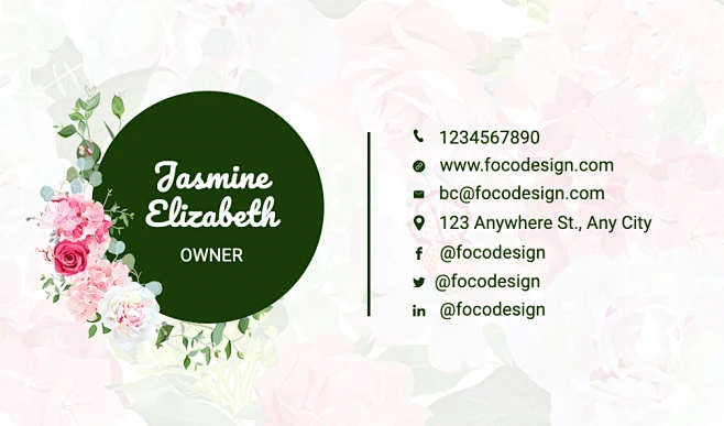 Simple Green Circle Element Florist Owner Personal Contact Information ...