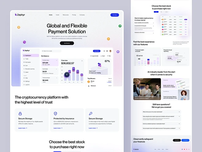Zephyr - Crypto Trading Landing Page UI Design by Ofspace UX/UI on ...