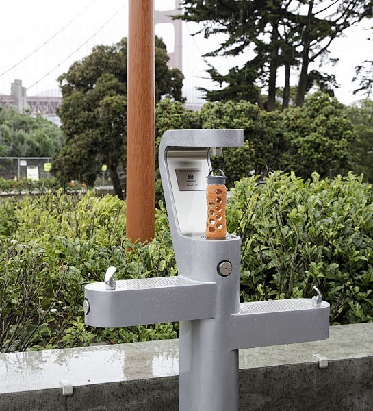 Water bottle filling station at the Golden Gate Bridge Pavillion