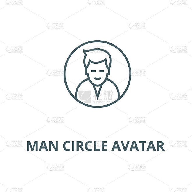 Man circle avatar vector line icon, linear concep