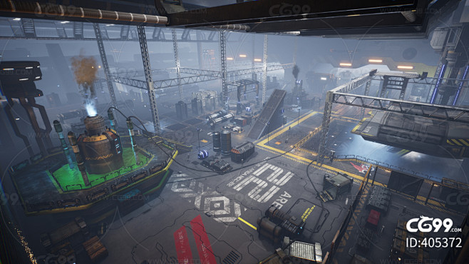 科幻未来要塞 异星基地 宇宙飞船 航空母舰内舱 UE5