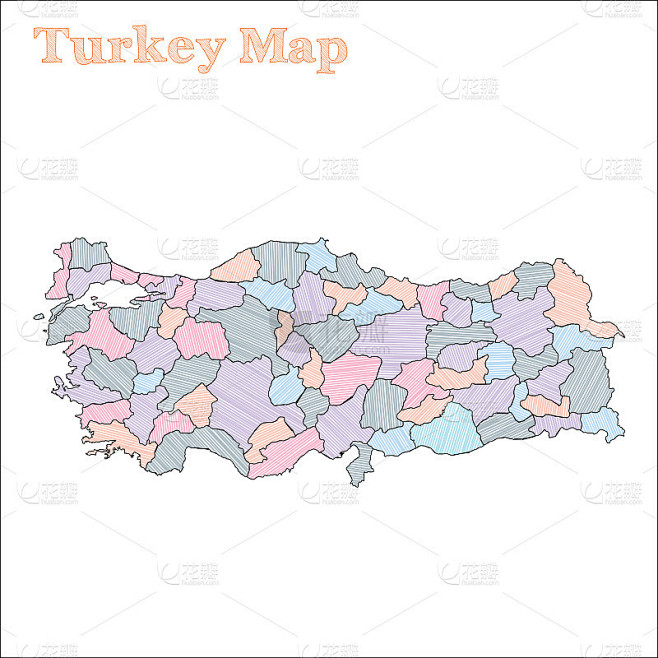 土耳其手绘地图。