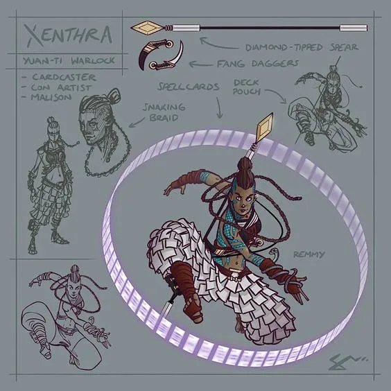 [OC] [Commission] Xenthra, a Cardcaster Warlock : DnD-花瓣网